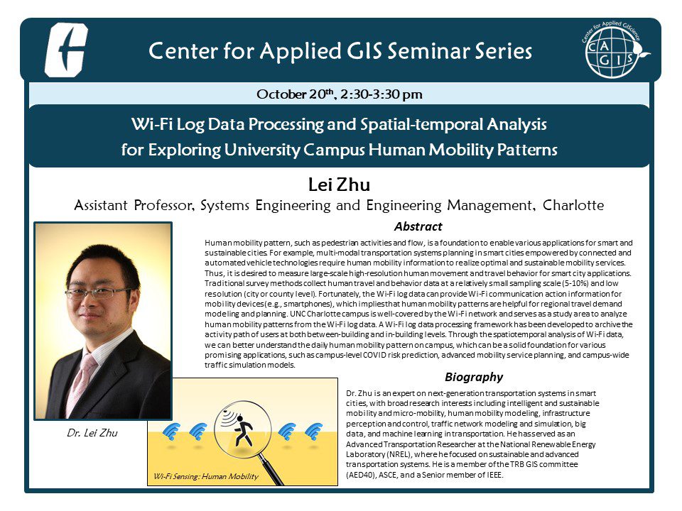 CAGIS Seminar 10/20/2022, 2:30: Exploring Human Mobility using Wi-Fi ...